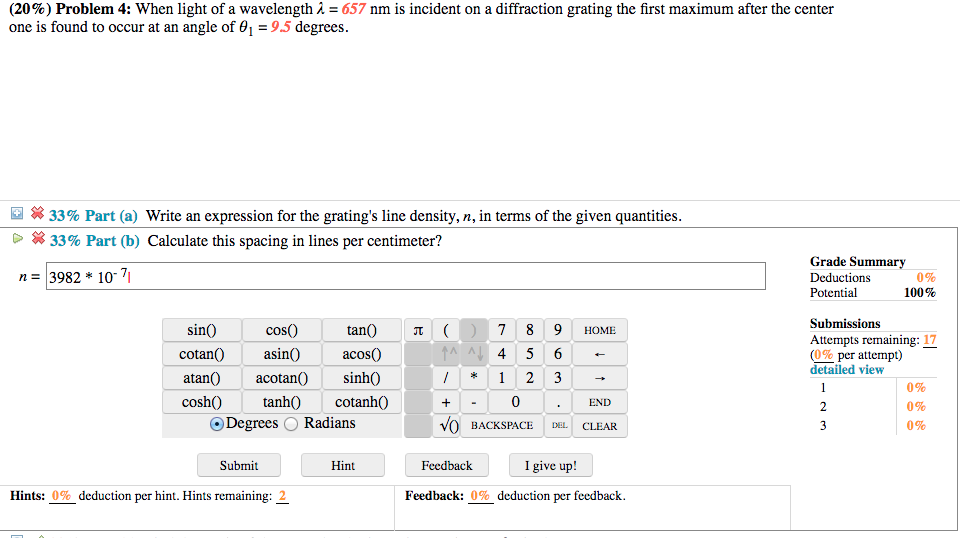 Solved (20%) Problem 4: When light of a wavelength 657 nm is | Chegg.com