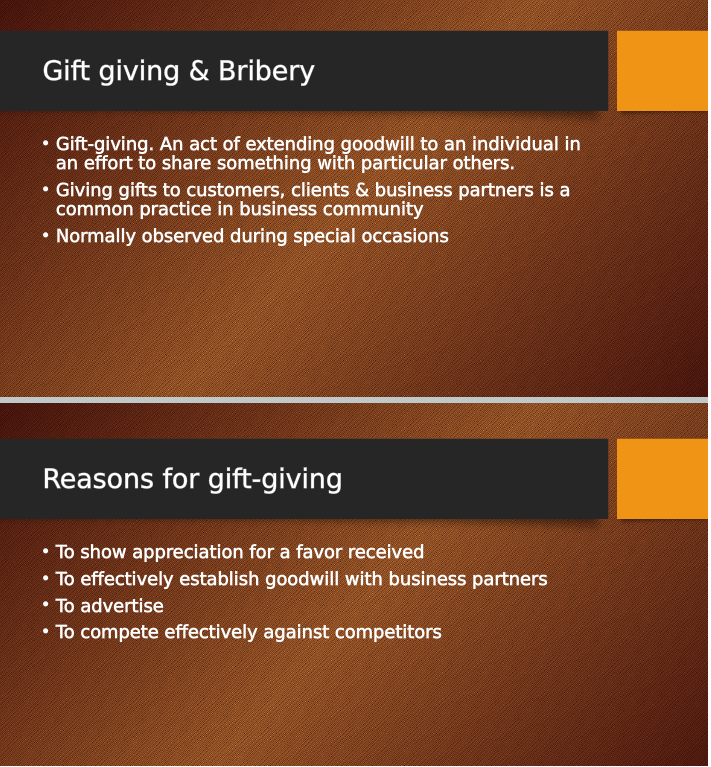 Solved Gift giving & Bribery Gift-giving. An act of | Chegg.com