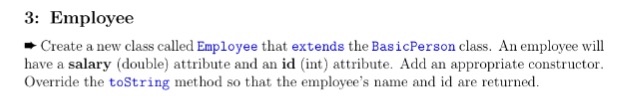 Solved Create a new class called Employee that extends the | Chegg.com