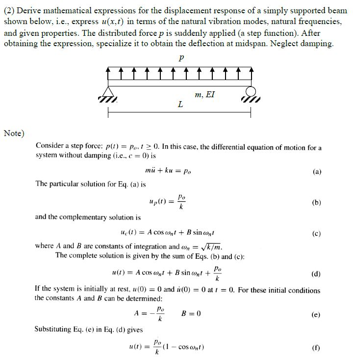 Derive mathematical expressions for the displacement | Chegg.com