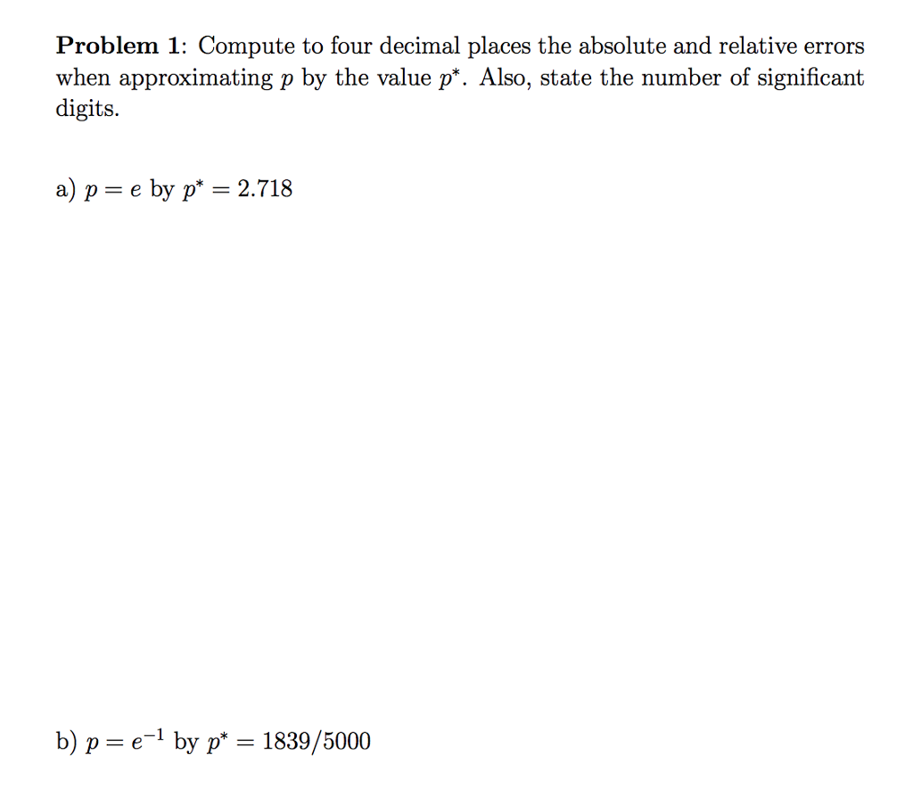 Solved Problem 1: Compute to four decimal places the | Chegg.com
