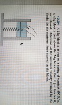 Solved A 2-kg block is at rest on a spring of constant 400 | Chegg.com