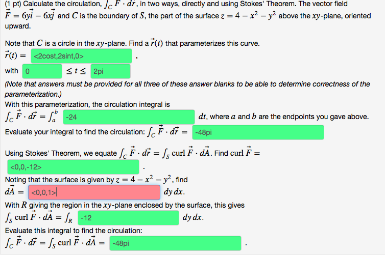 Solved (1 pt) Calculate the circulation, JcF dr, in two | Chegg.com