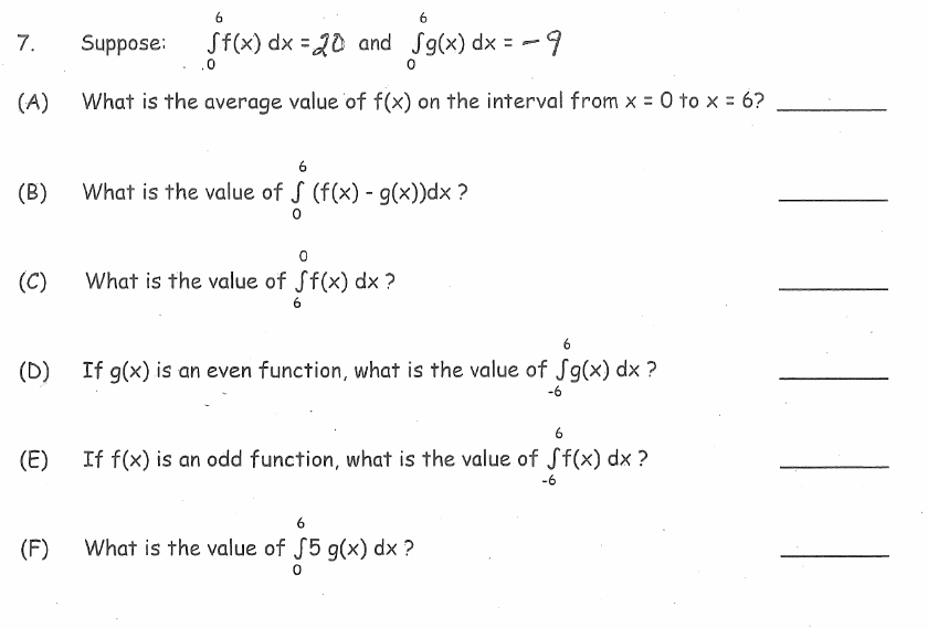 Solved Suppose; integral_0^6 f(x) dx = 20 and integral_0^6 | Chegg.com