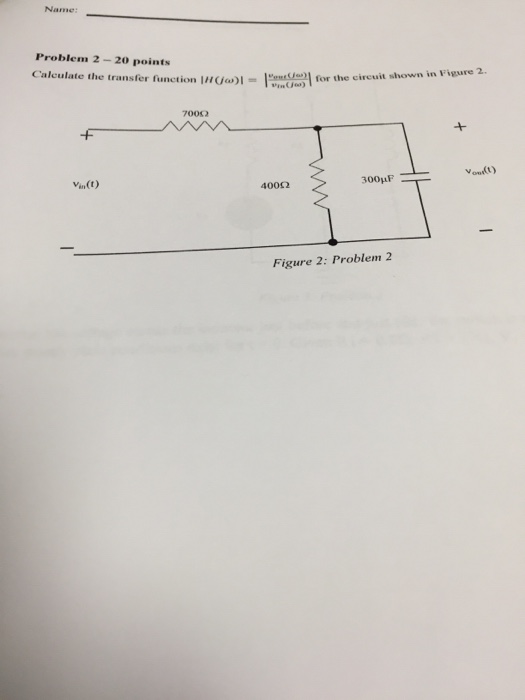 Solved Calculate The transfer function |H(j omega)|=|v_out(j | Chegg.com