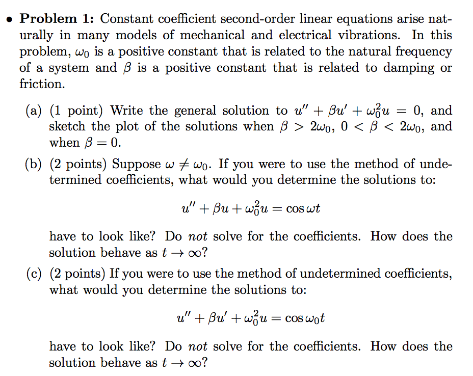 Solved Constant coefficient second-order linear equations | Chegg.com
