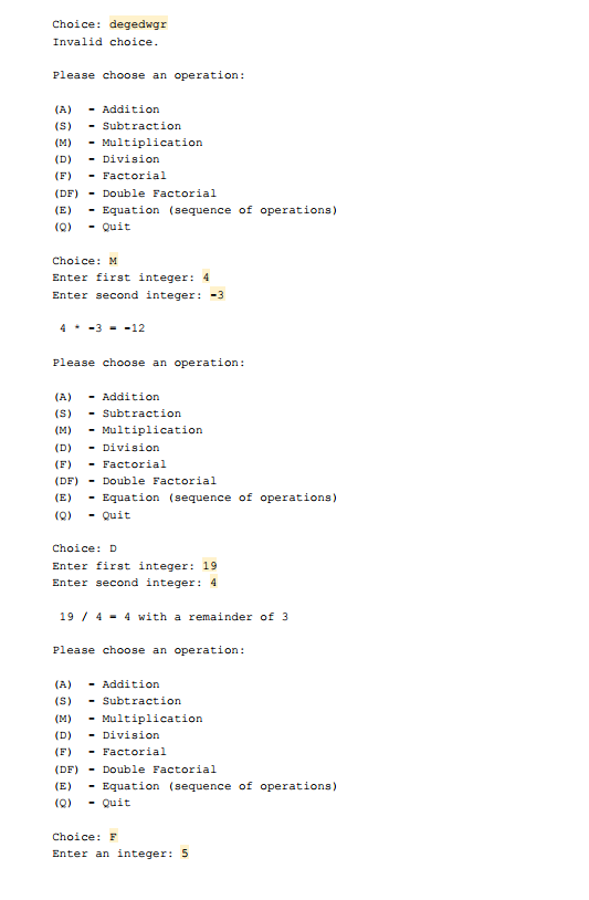 Solved Basic Integer Calculator In this assignment you will | Chegg.com