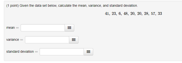 Solved Given calculate the data set below, calculate the | Chegg.com
