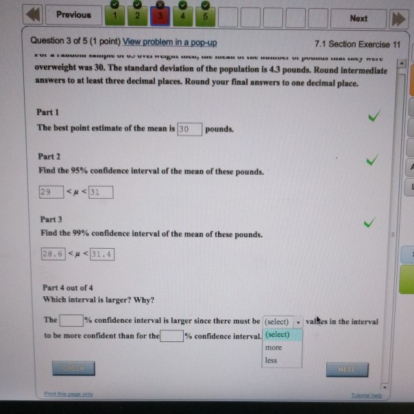 Solved Previous 1 2 3 4 5 Next Question 3 of 5 (1 point) | Chegg.com