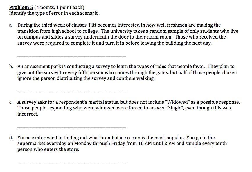 Solved Identify the type of error in each scenario. a. | Chegg.com