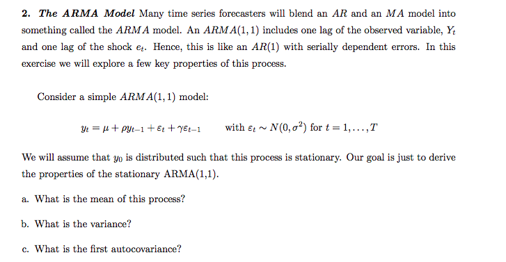 Solved 2. The ARMA Model Many time series forecasters will | Chegg.com