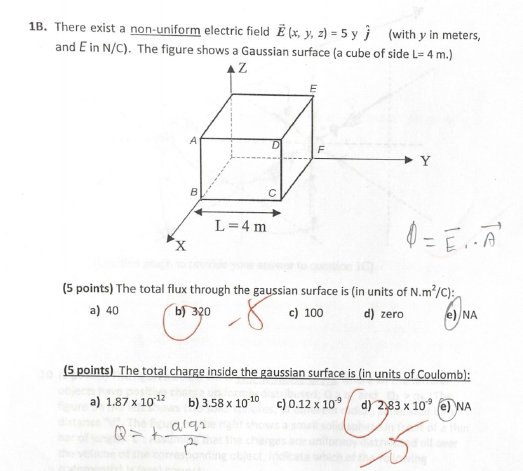 Solved 1B. There exist a non-uniform electric field È(x. y, | Chegg.com