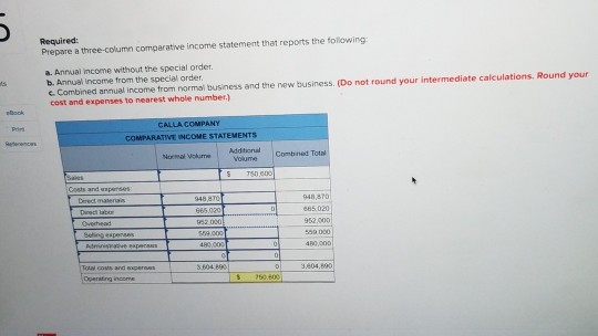 Required: Prepare a three-column comperative income | Chegg.com