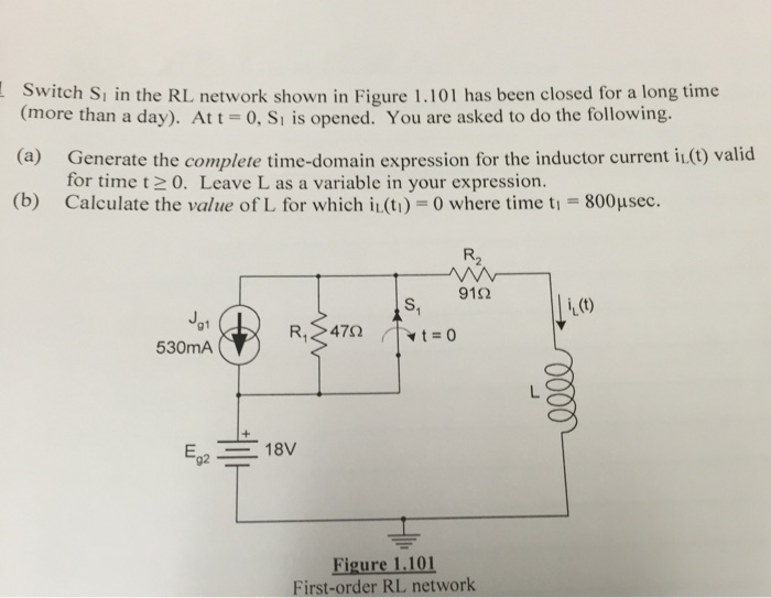 Solved Switch S_1 in the RL network shown in Figure 1.101 | Chegg.com