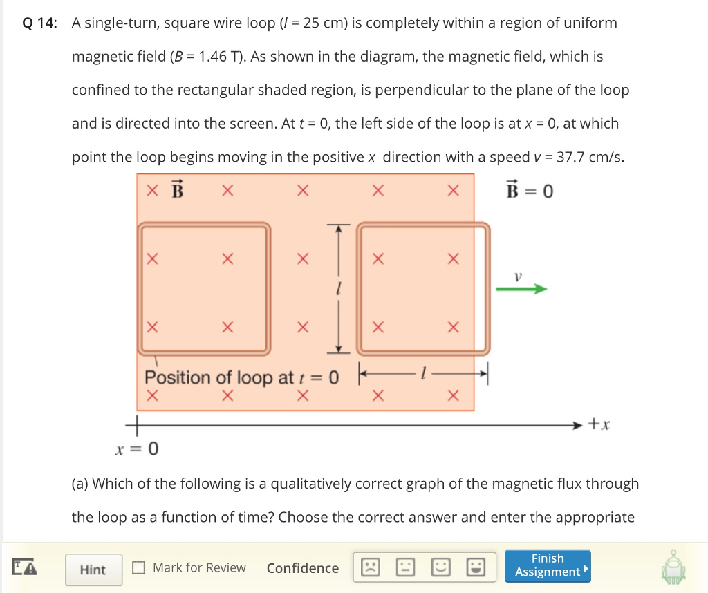 Solved Q 14: A single-turn, square wire loop (I 25 cm) is | Chegg.com