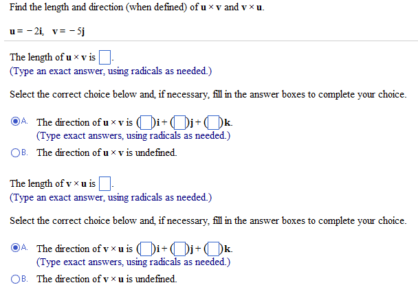 Solved Find the length and direction (when defined) of u | Chegg.com