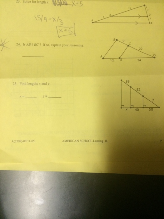 Solved Solve for length x. 24. Is AB || EC? If so, explain | Chegg.com