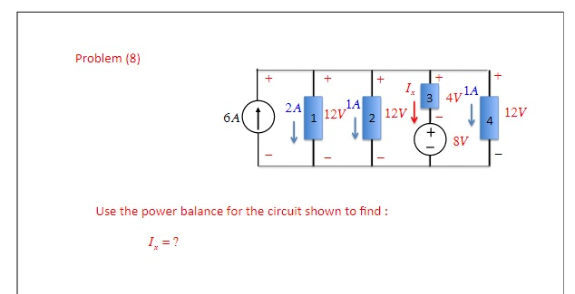 Solved Problem (8) Use the power balance for the circuit | Chegg.com