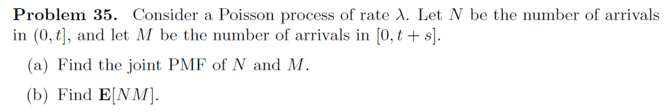 Solved Problem 35. Consider a Poisson process of rate A. Let | Chegg.com