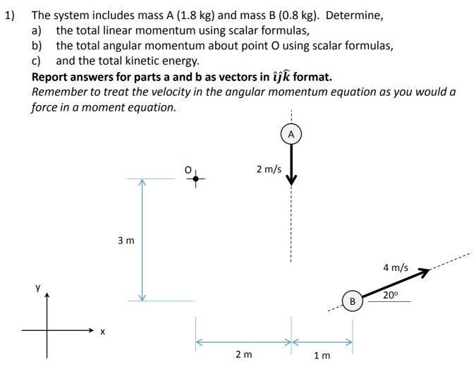 Solved 1) The system includes mass A (1.8 kg) and mass B | Chegg.com
