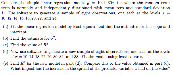 Solved Consider The Simple Linear Regression Model Y 10 6573