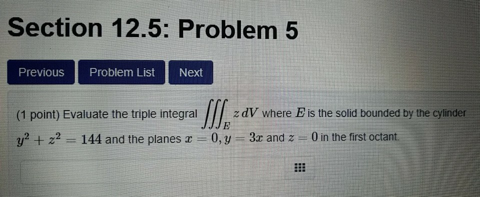 Solved Section 12.5: Problem 5 Previous Problem List Next (1 | Chegg.com