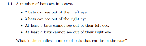 Solved 1.1. A number of bats are in a cave 2 bats can see | Chegg.com