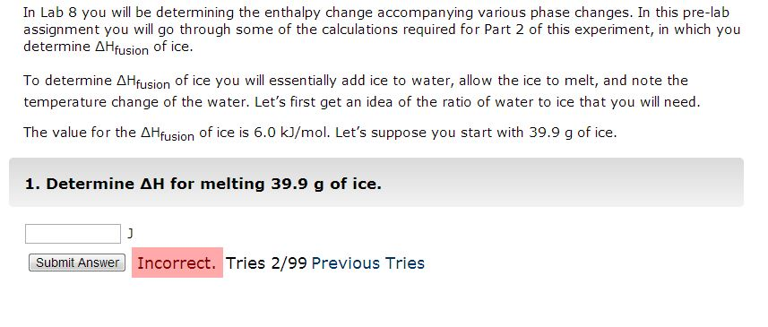 Solved: In Lab 8 You Will Be Determining The Enthalpy Chan... | Chegg.com