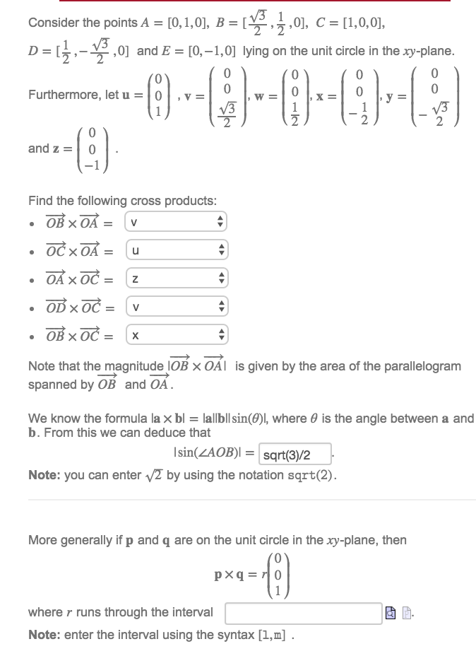 Solved Consider the points A = [0, 1, 0], B = [squareroot | Chegg.com