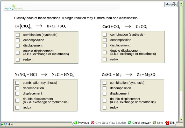 Classify each of these reactions. A single reaction | Chegg.com
