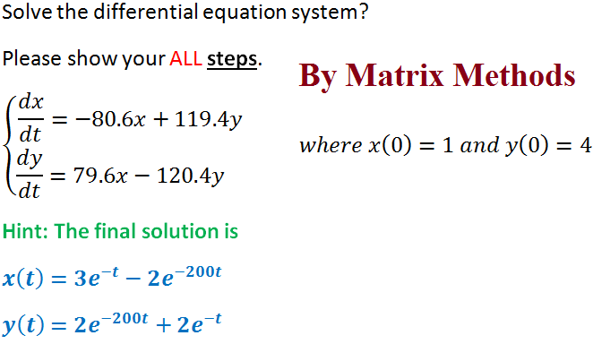 Solved Solve the differential equation system? Please show | Chegg.com