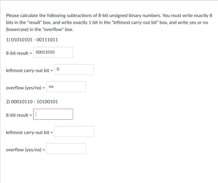 Solved Please calculate the following subtractions of 8-bit | Chegg.com