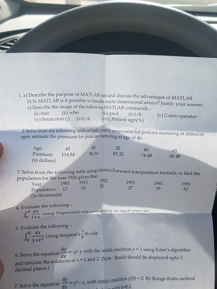 Solved e the purpose of MATLAB tool and discuss the | Chegg.com