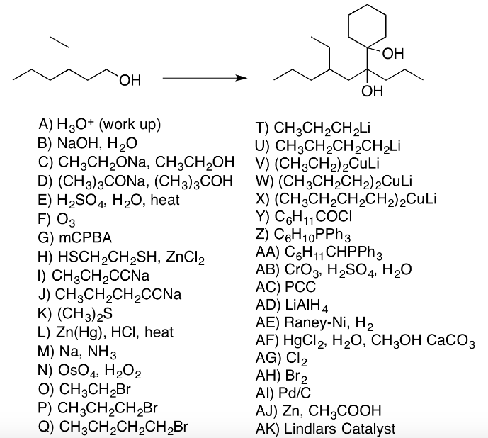 Solved: OH OH OH A) H30+ (work Up) T) CH3CH2CH2Li B) NaOH,... | Chegg.com