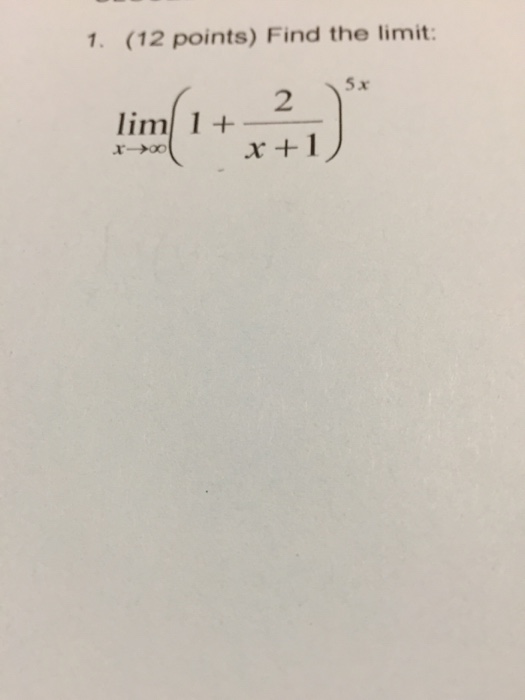 Solved Find the limit: lim_x rightarrow infinity (1 + 2/x + | Chegg.com