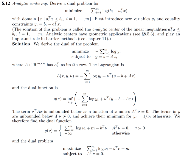 Solved 5.12 Analytic centering. Derive a dual problem for | Chegg.com