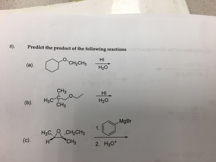 Solved Predict the product of the following reactions | Chegg.com