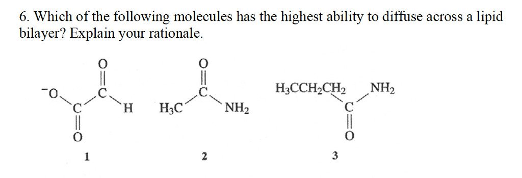 Solved 6. Which of the following molecules has the highest | Chegg.com