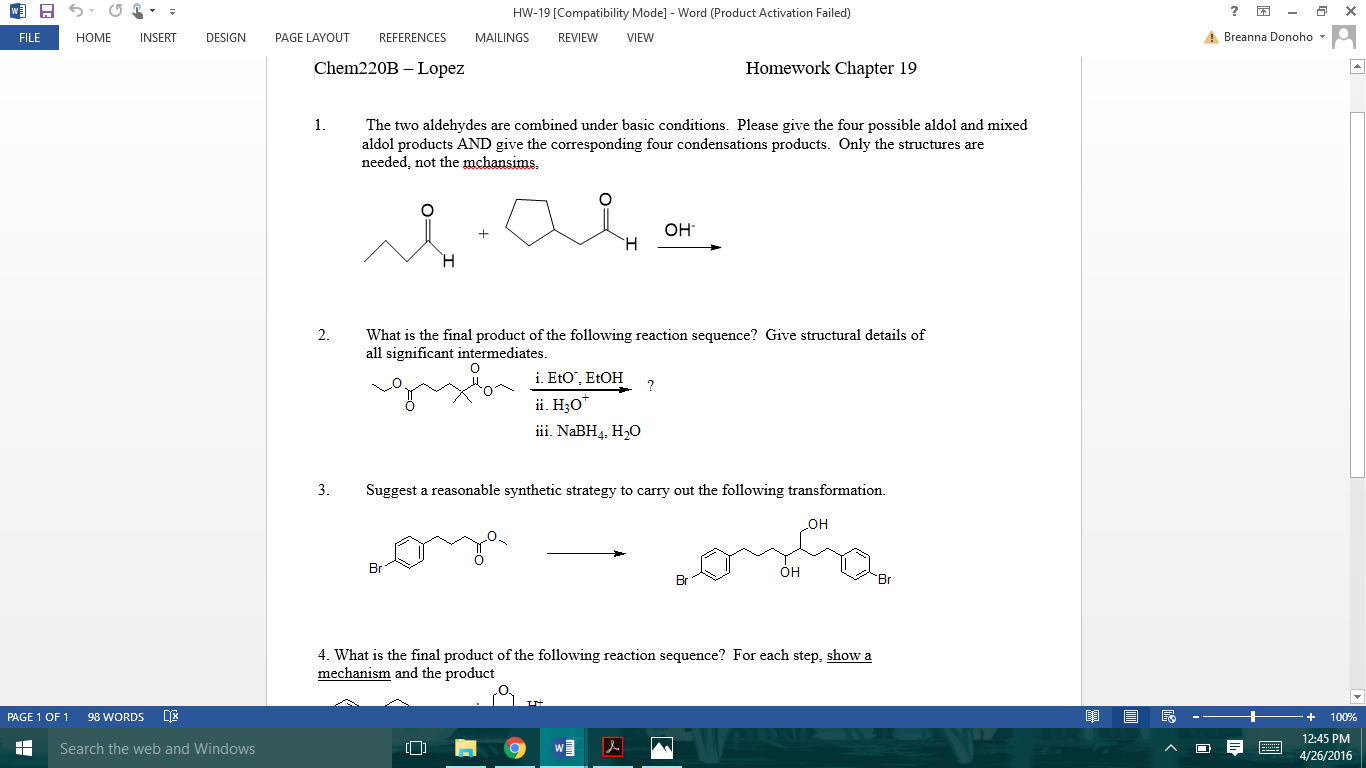 Solved The two aldehydes are combines under basic | Chegg.com