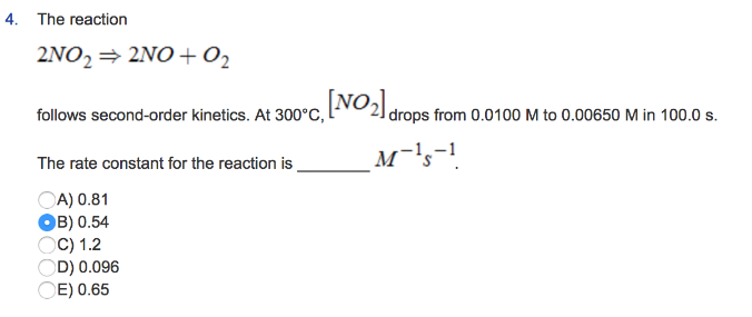 Solved The reaction 2NO2 2NO + O2 follows second-order | Chegg.com