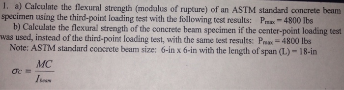 Solved Calculate the flexural strength (modulus of rupture) | Chegg.com