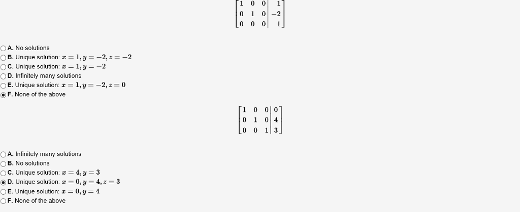 Solved The reduced row echelon form of a system of linear | Chegg.com
