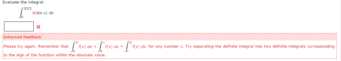 Solved Evaluate the integral. Integrate 8 | sin x| dx | Chegg.com