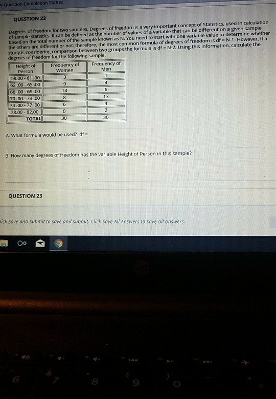 Solved Question Completion Status: QUESTION 22 Degrees of | Chegg.com