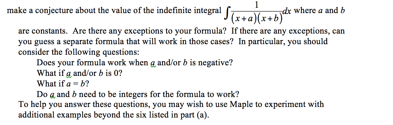 Solved make a conjecture about the value of the indefinite | Chegg.com