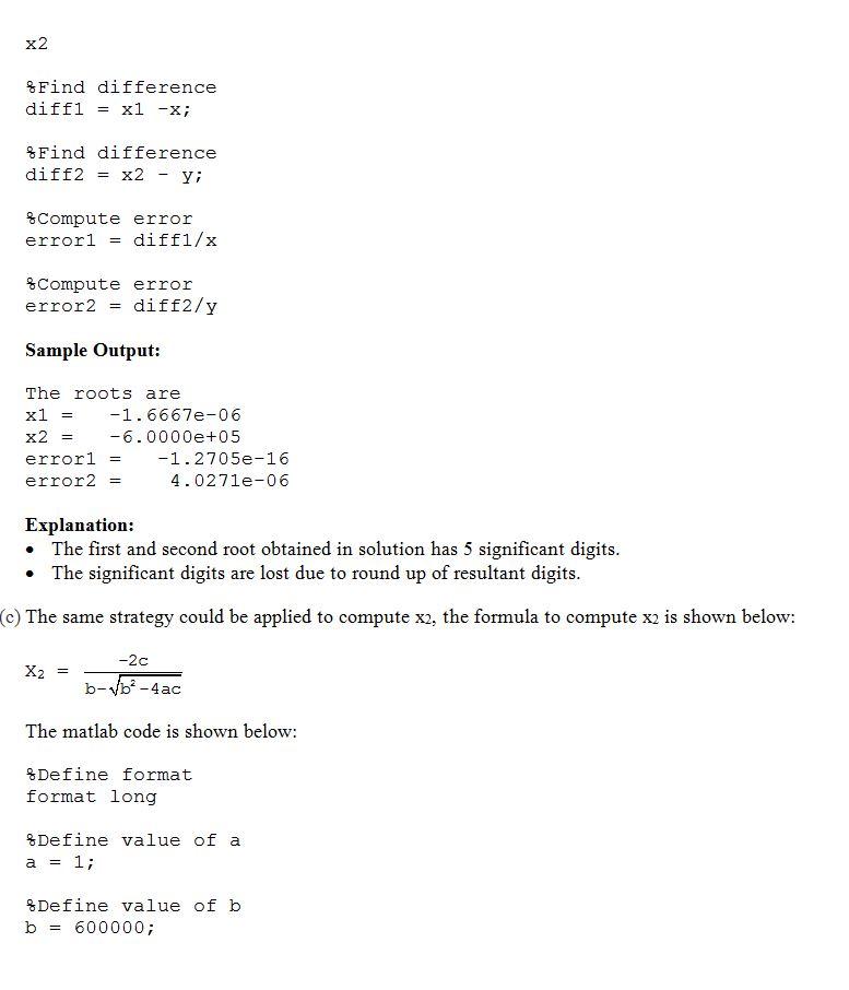 (Solved Homework): MATLAB R2017a. For part C; Use command format long ... (Solved Homework): MATLAB R2017a. For part C; Use command format long ...