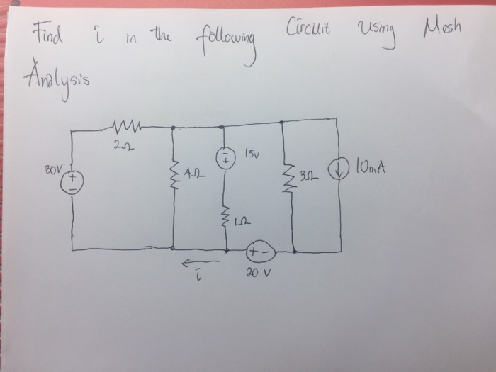 Solved Find i in the following circuit using Mesh Analysis | Chegg.com