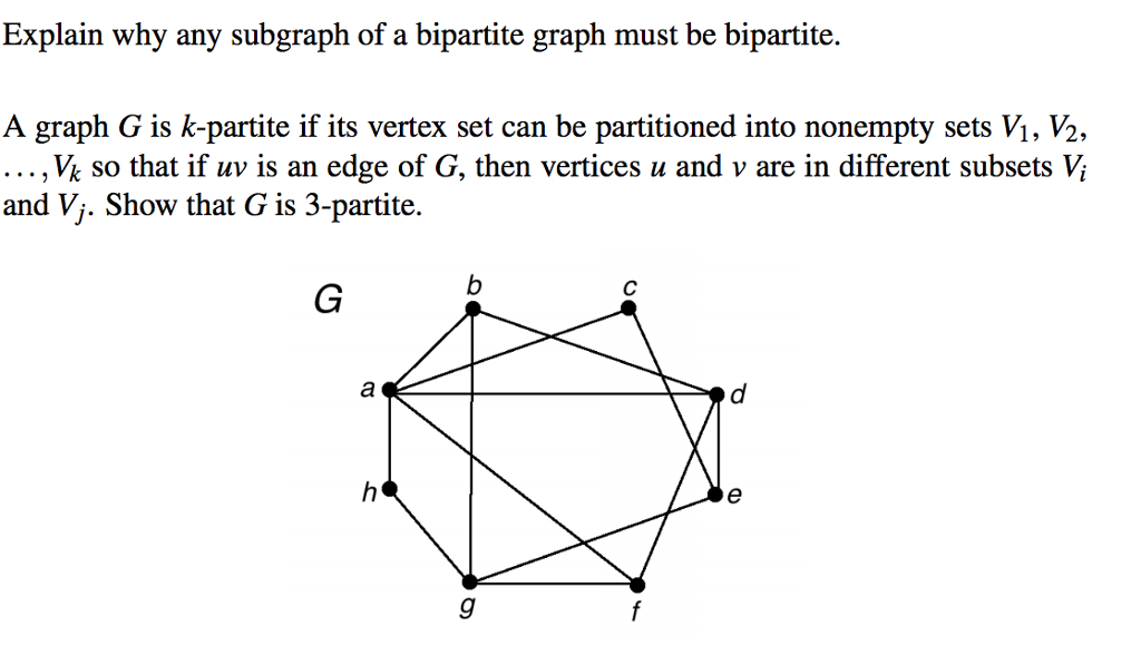 Explain why any subgraph of a bipartite graph must be | Chegg.com