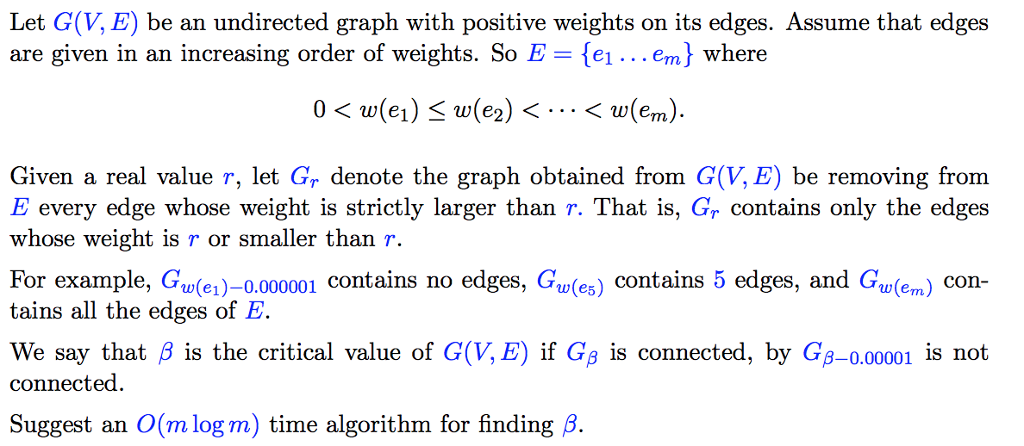 Solved Let G(V, E) be an undirected graph with positive | Chegg.com