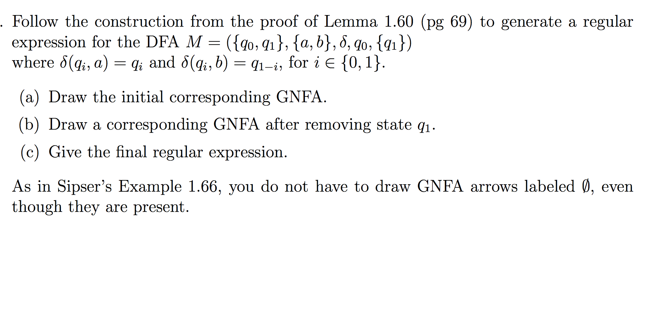Follow the construction from the proof of Lemma 1.60 | Chegg.com